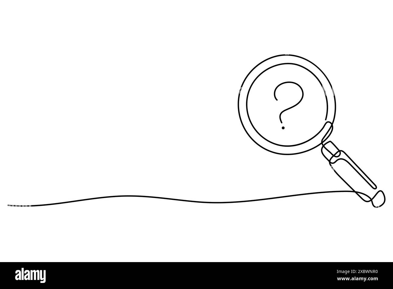 Line drawing magnifying glass with question mark icon vector ...