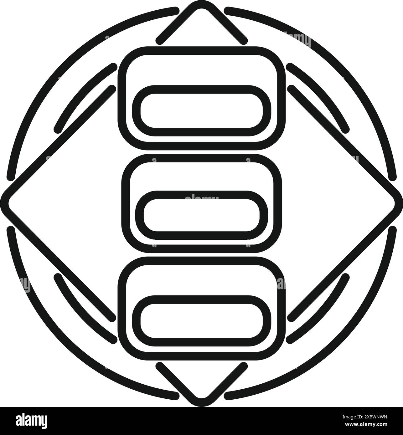 Simple black and white icon of a round control panel with three buttons ...