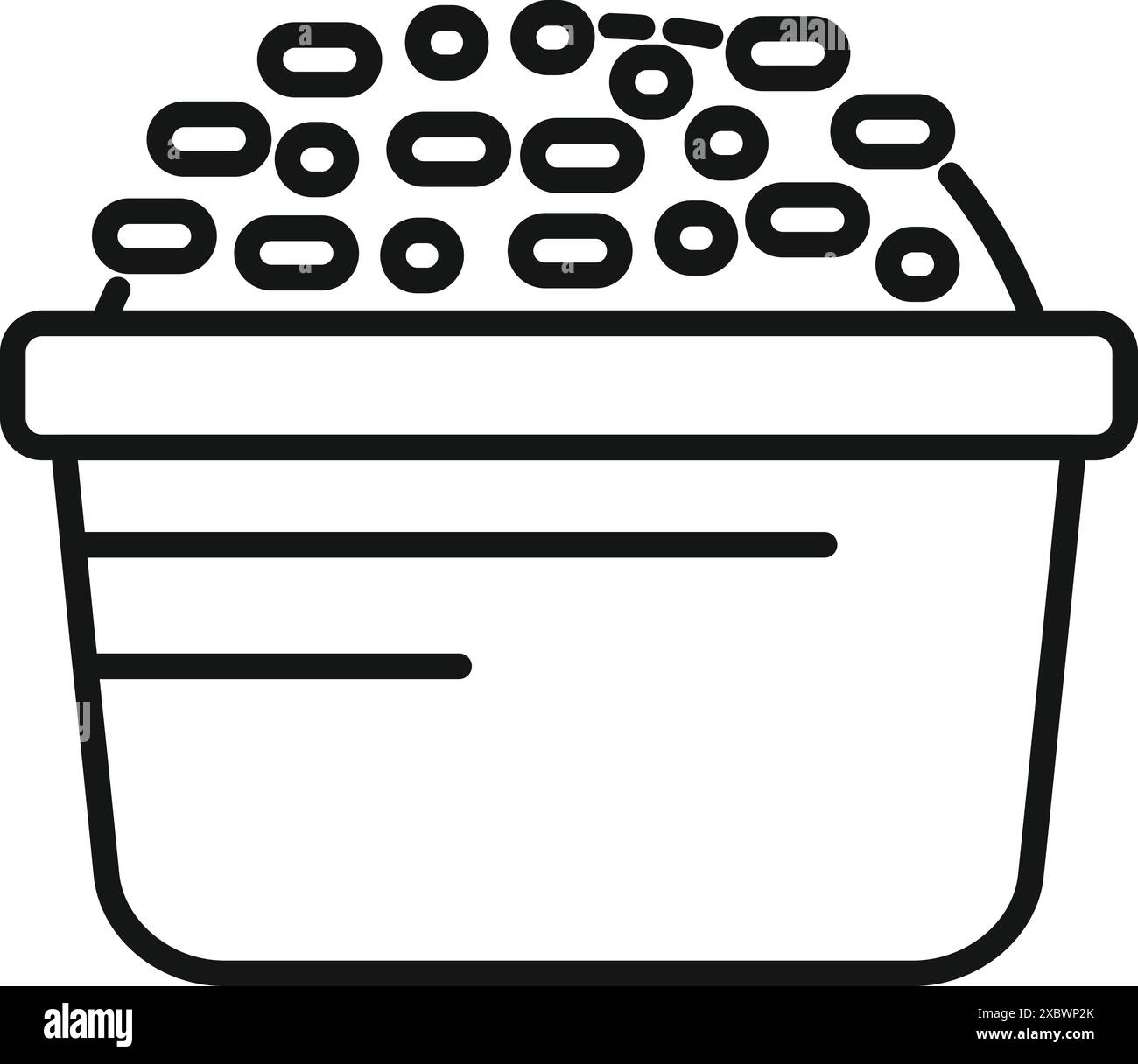 Simple icon depicting a laundry basket overflowing with clean, folded ...