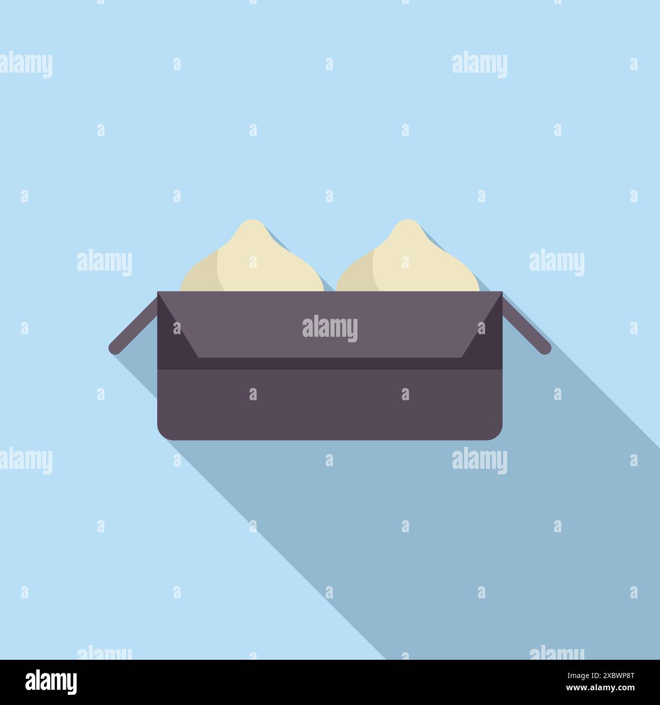 Simple icon of baozi in an open cardboard container, traditional ...