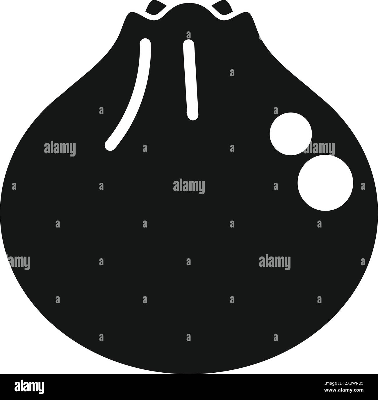Simple black glyph icon representing a single khinkali, a traditional ...