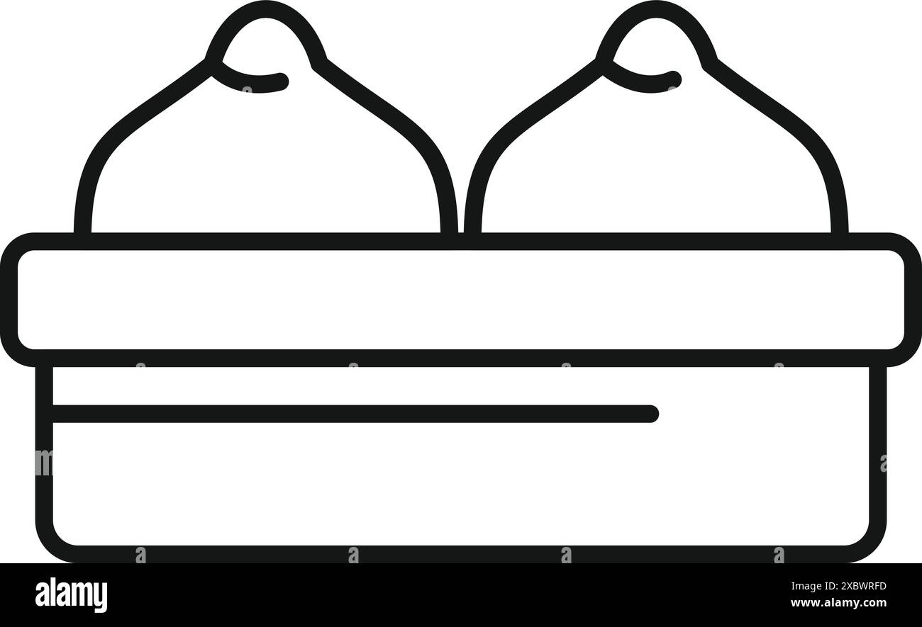 Line drawing of two loaves of bread rising in a proving basket, waiting ...