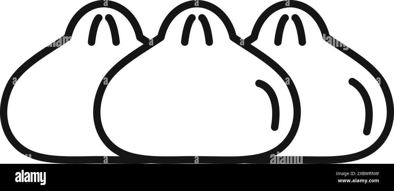 Simple line drawing of three chinese dumplings, perfect for a ...