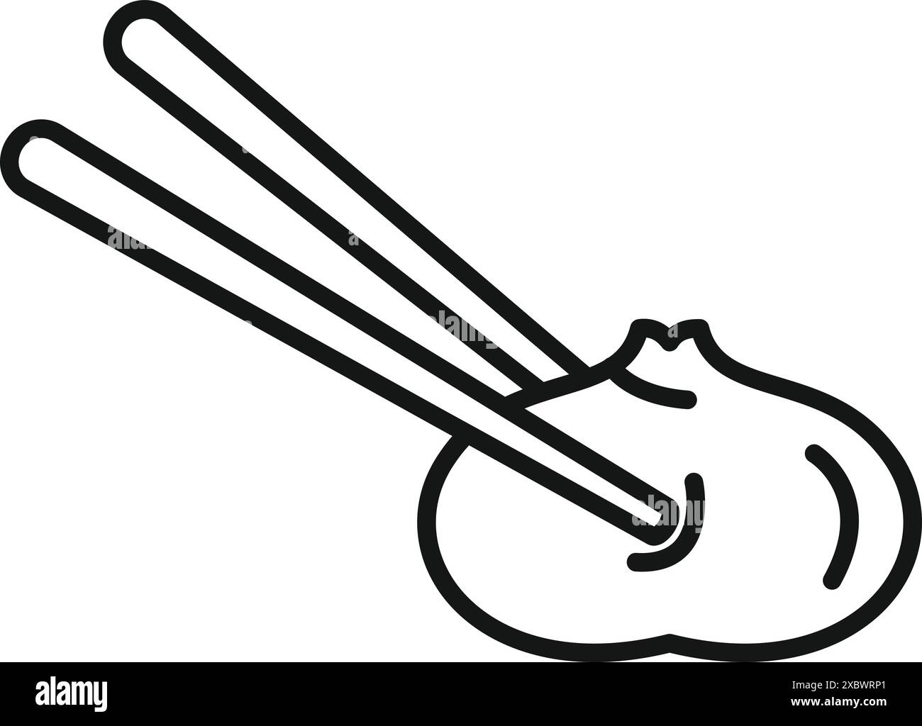 Line art icon of chopsticks holding a steamed soup dumpling bun Stock ...