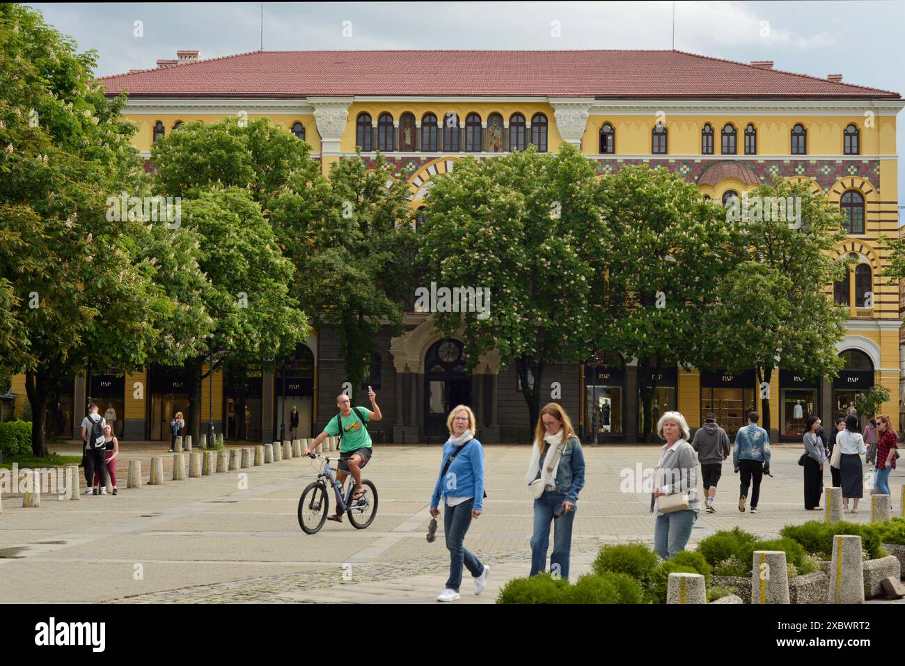 People at the Sofia University "St. Kliment Ohridski" Faculty of Theology building in "St ...