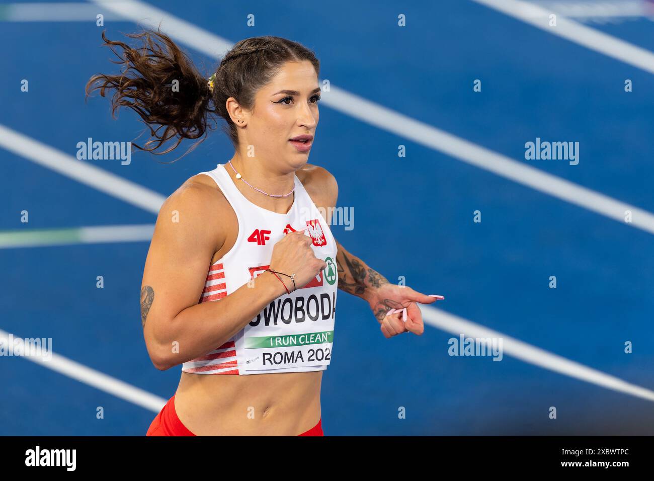 ROME, ITALY - JUNE 9: Ewa Swoboda of Poland competing in the 100m Women ...