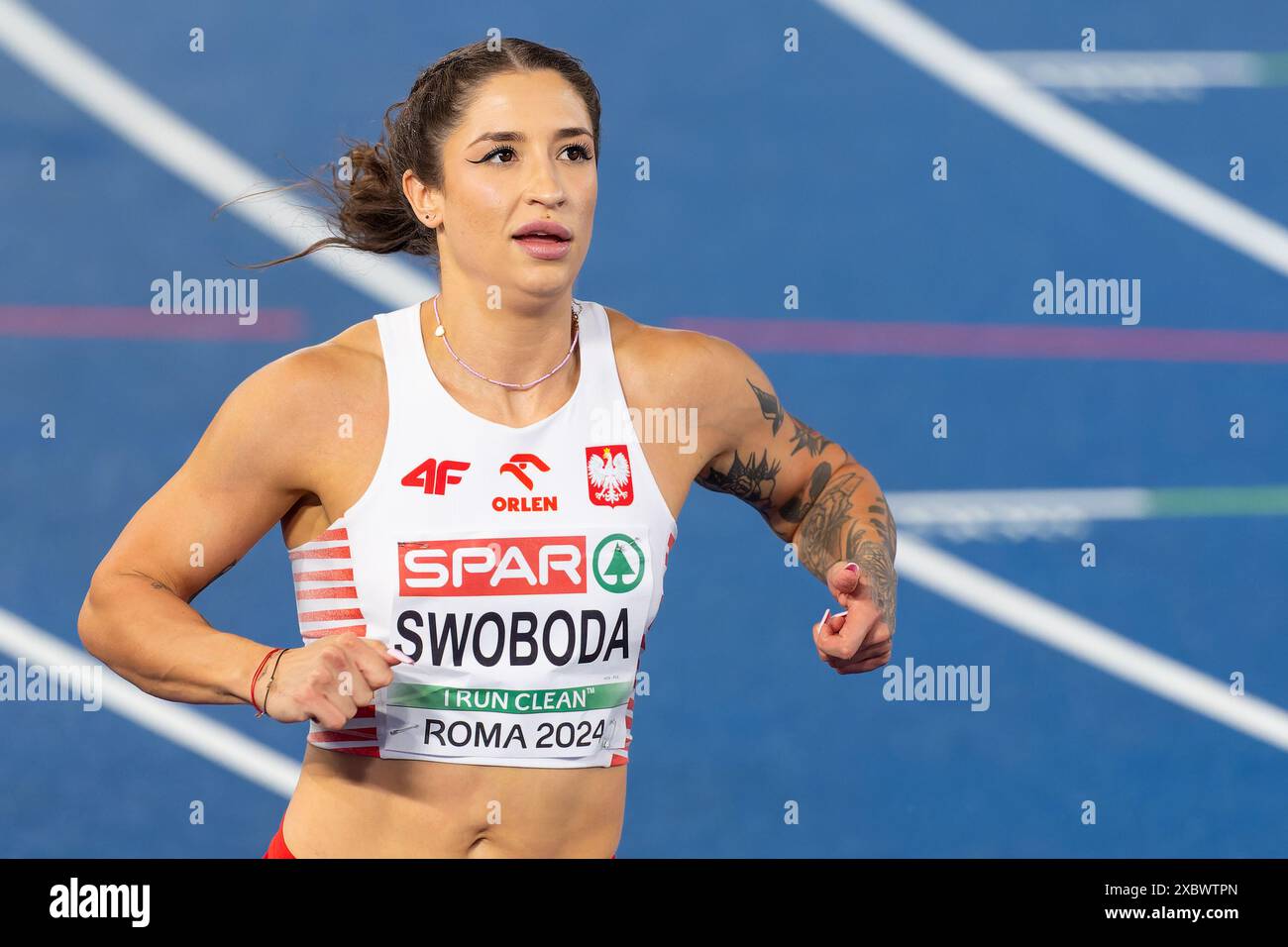 ROME, ITALY - JUNE 9: Ewa Swoboda of Poland competing in the 100m Women ...
