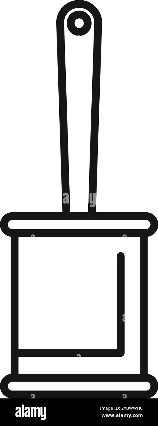 Simple black and white line drawing of a toilet brush standing in its ...