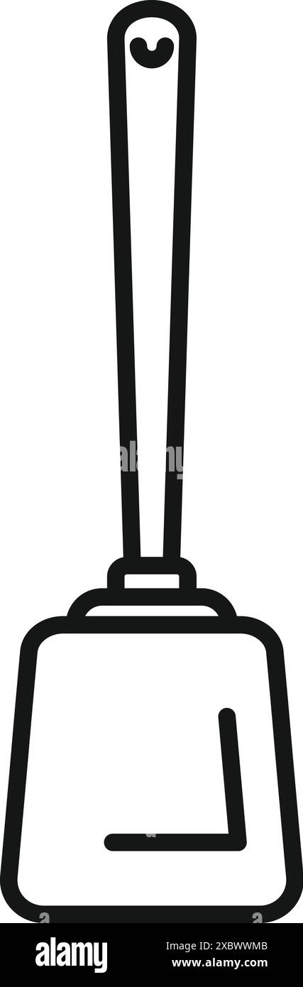 Simple line drawing of a toilet plunger with a wooden handle, useful ...