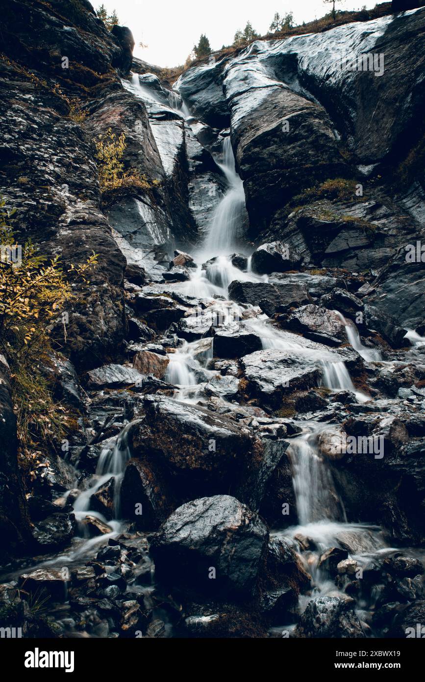 waterfall, South Tyrol, autumn, mountains, rock face, hiking, water ...