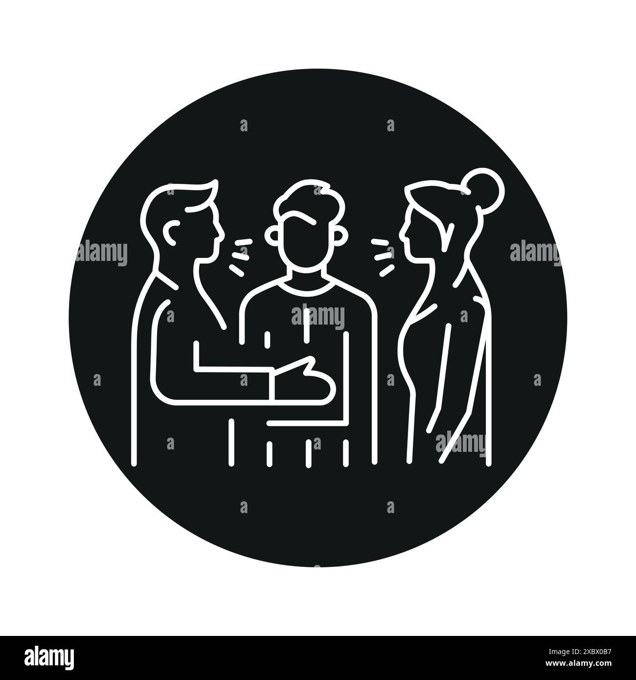 Group interview line black icon. Sign for web page, mobile app, button ...