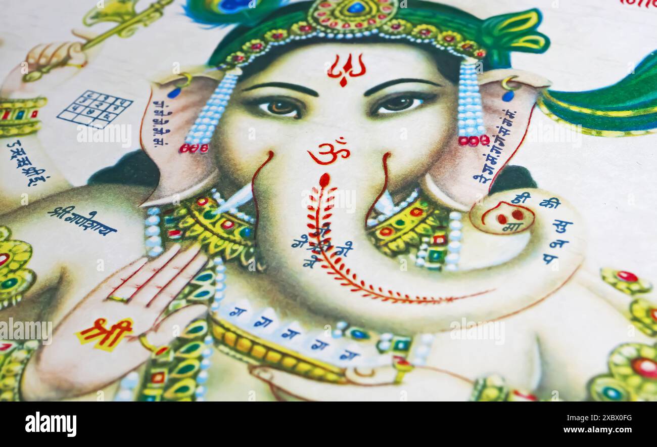 Viersen, Germany - May 9. 2024: Ganesha hindu god painting with ...