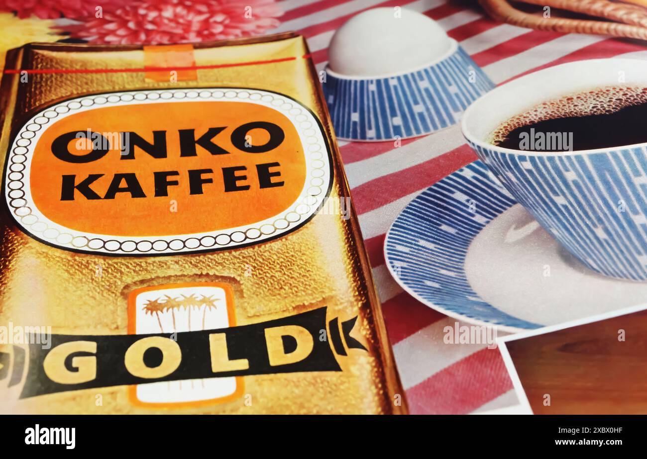 Viersen, Germany - May 9. 2024: Old german vintage magazine Onko coffee ...
