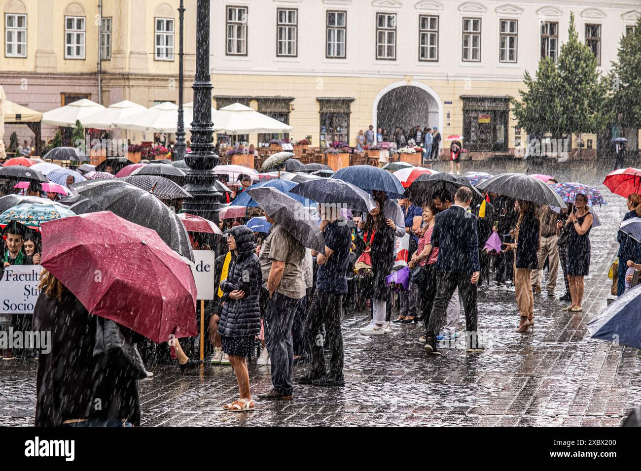 Sibiu City, Romania - 11 June 2024. Graduation ceremony where students ...