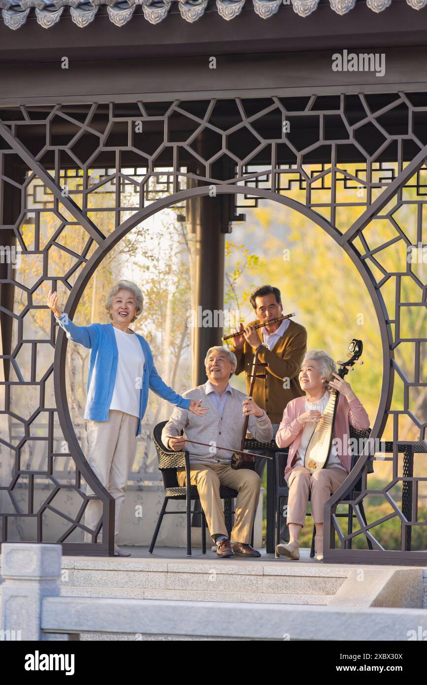 Group of Senior People Playing Musical Instruments and Singing Stock ...