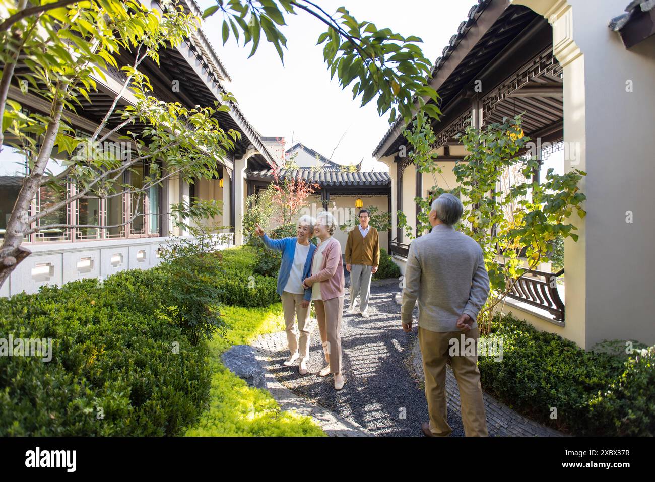 Senior Friends Visiting a Park Stock Photo - Alamy