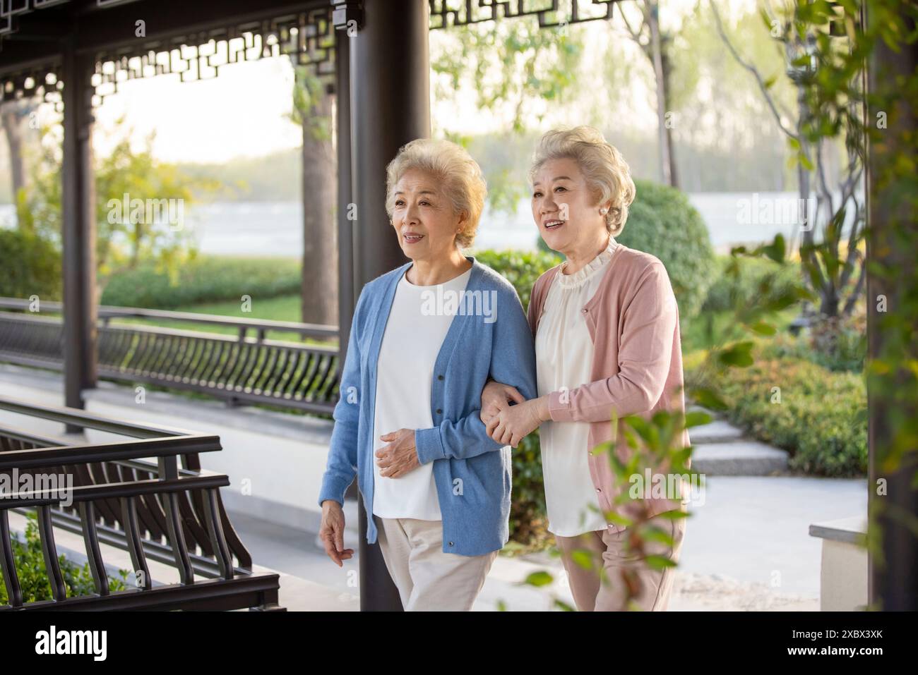 Senior Friends Visiting a Park Stock Photo - Alamy