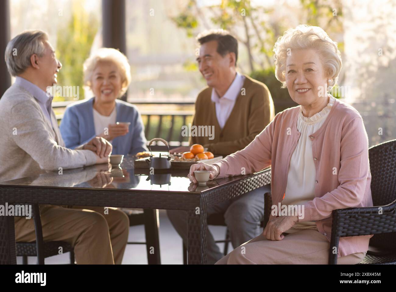 Happy Old Friends Hanging Out Stock Photo - Alamy