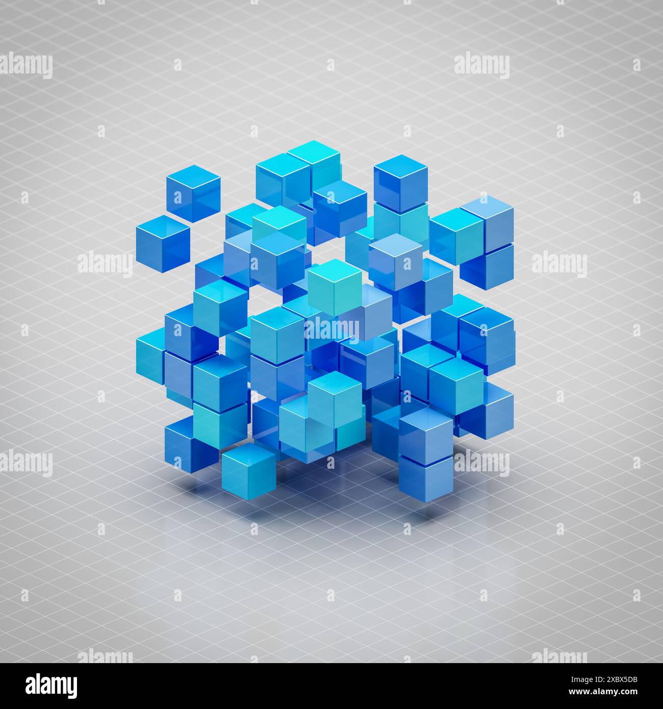 Data Analysis, Big data concept. Cubes in different shades of blue ...