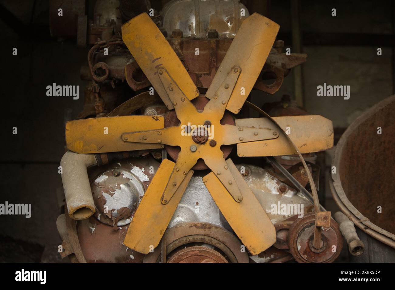blades on a metal fan on an old rusty piece of mechanism Stock Photo ...