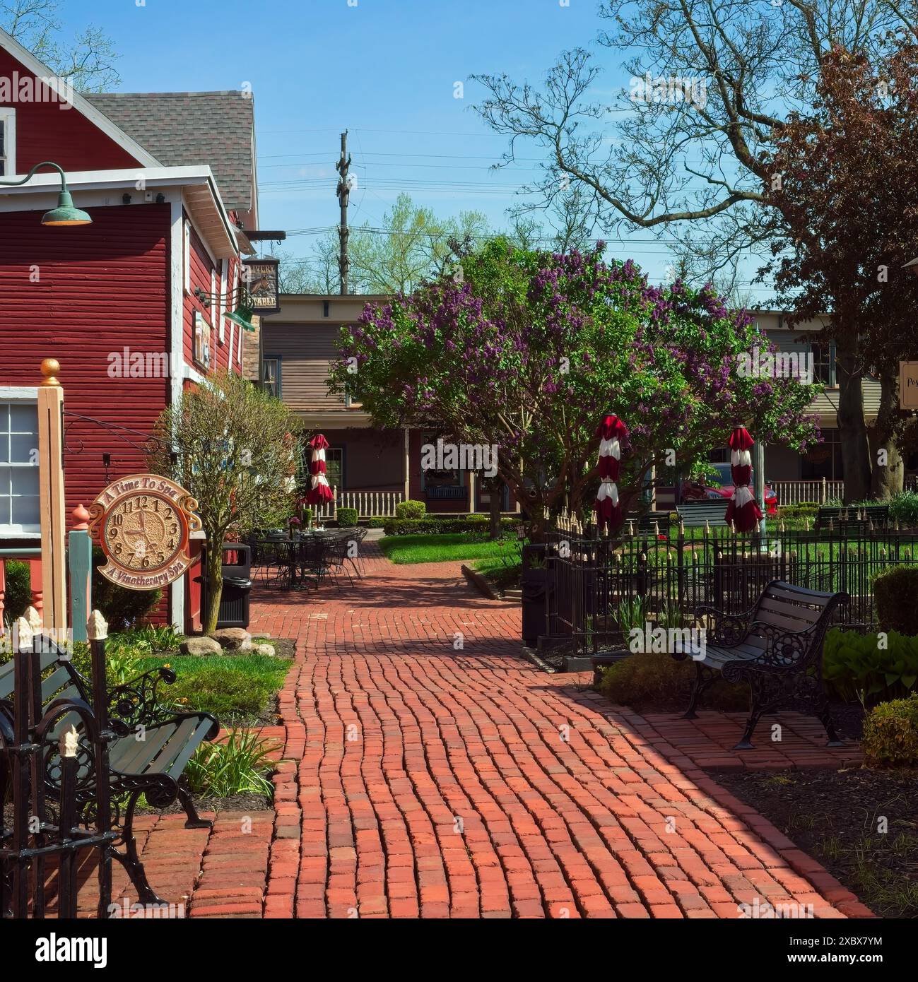 Brick walkways, quaint shops, and old-fashioned charm mark the small ...