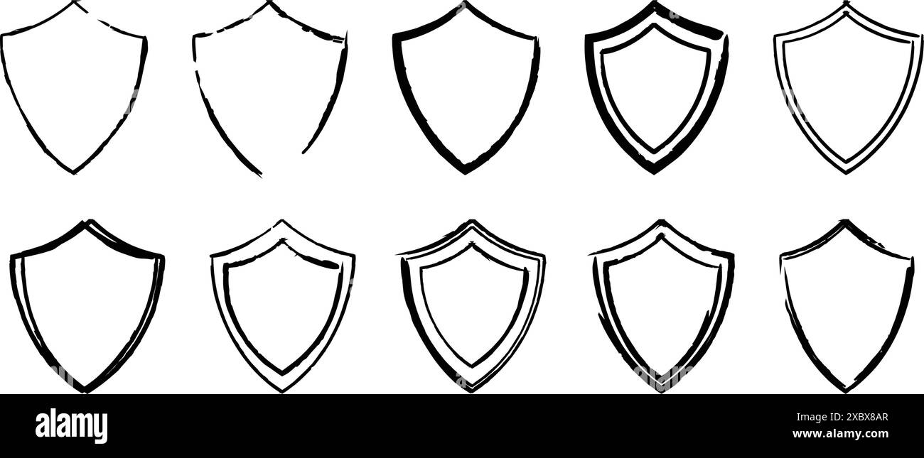 Frame shield texture element, outline border grunge shape icon ...