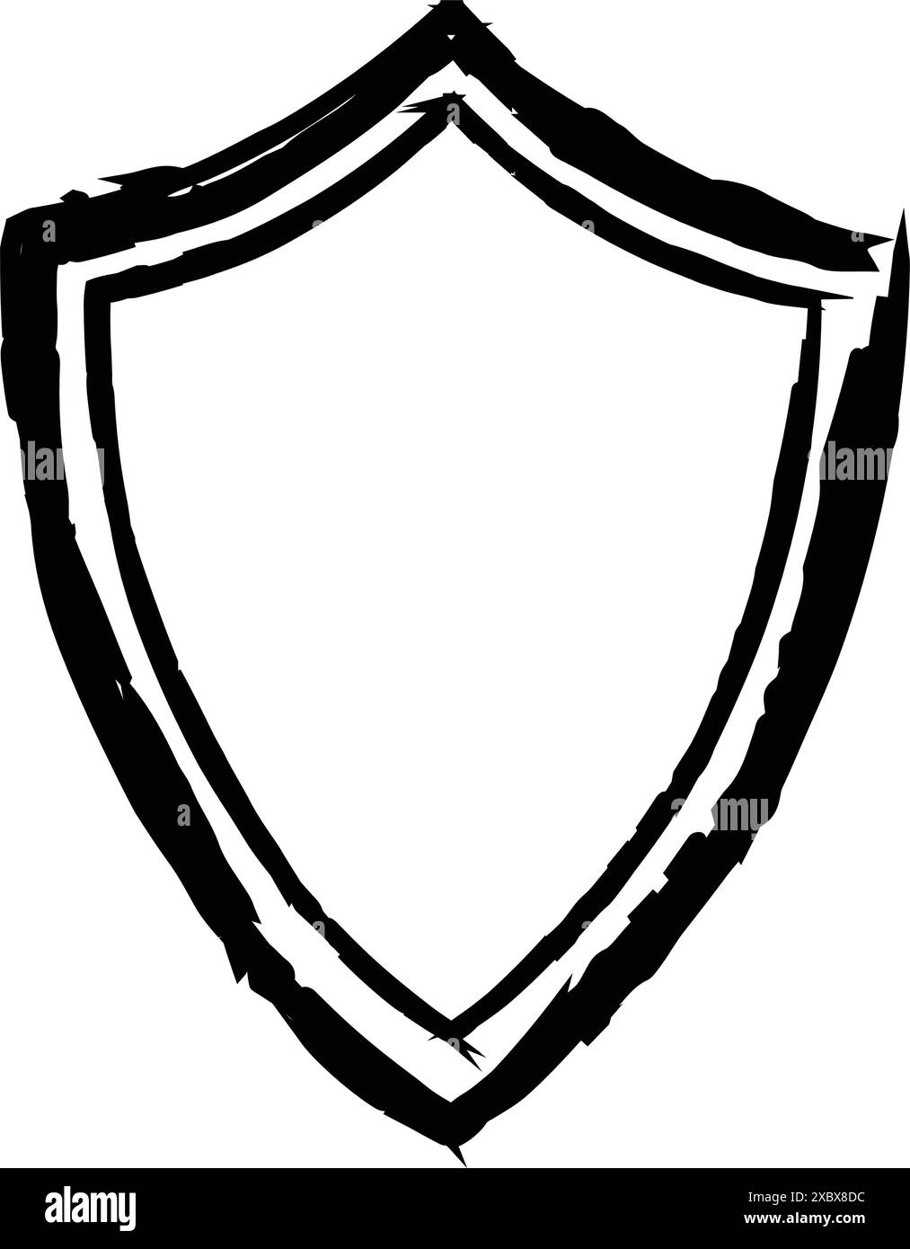 Frame shield texture element, outline border grunge shape icon ...