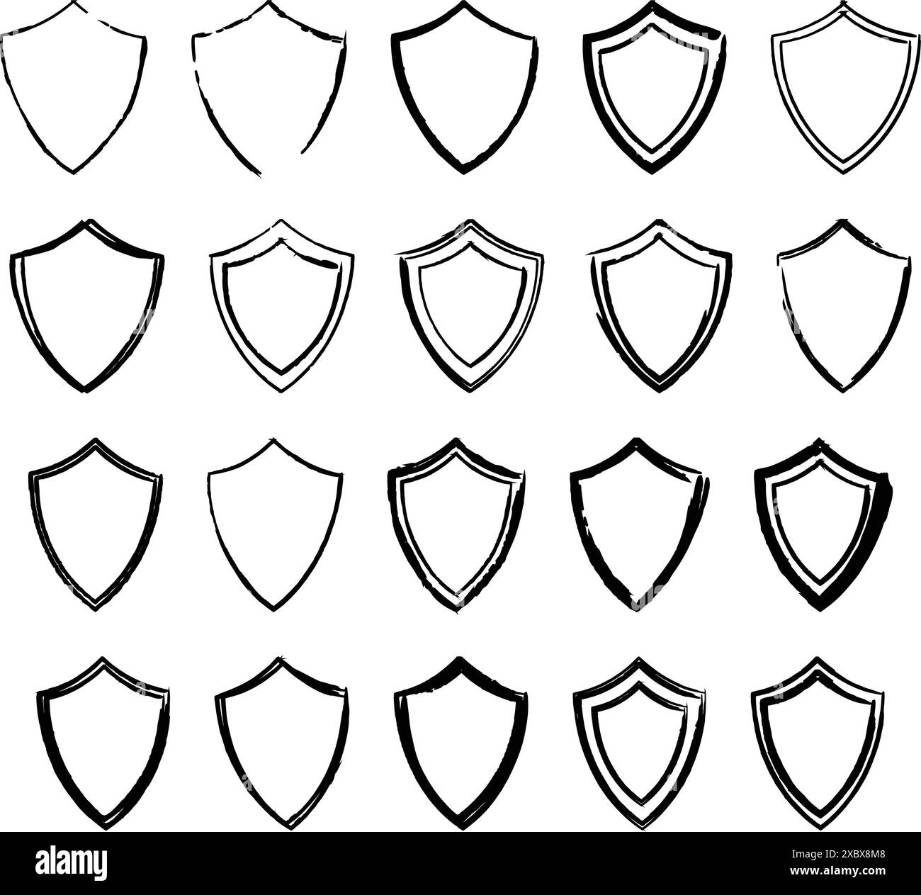 Frame shield texture element, outline border grunge shape icon ...