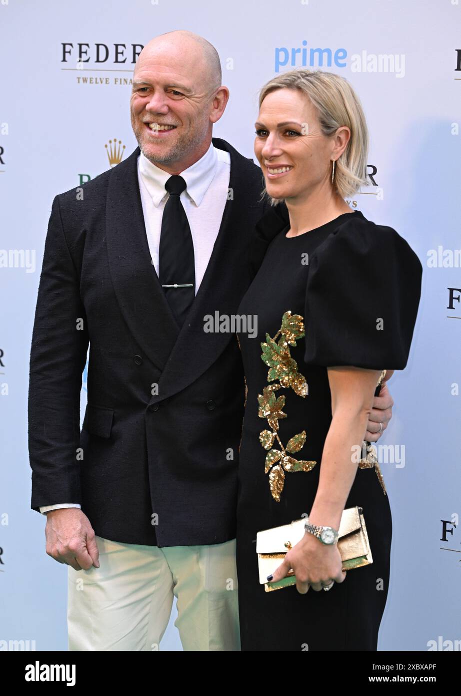 London, UK. June 13th, 2024. Mike Tindall and Zara Tindall arriving at ...