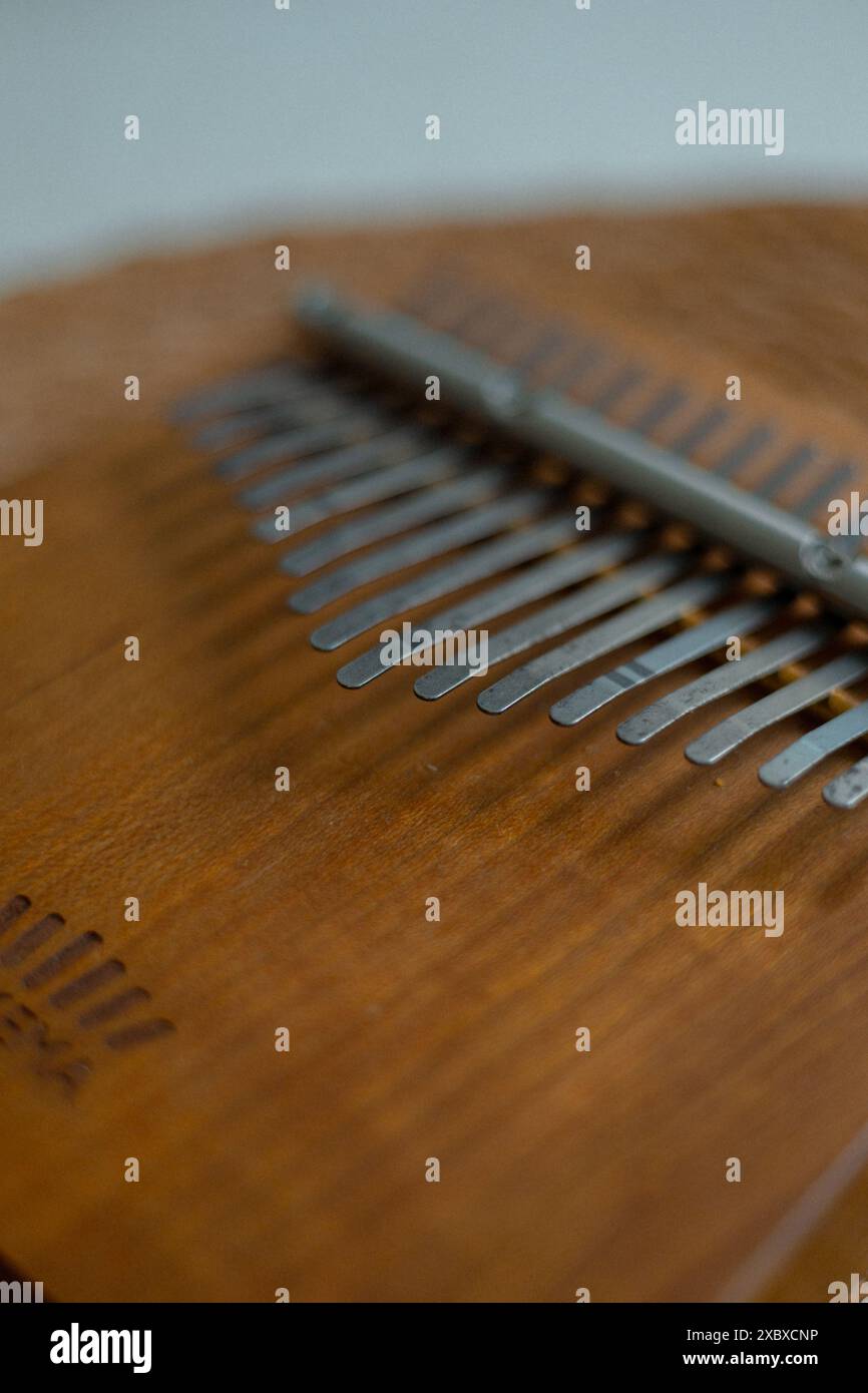Close-up of a kalimba musical instrument made of brown wood Stock Photo ...