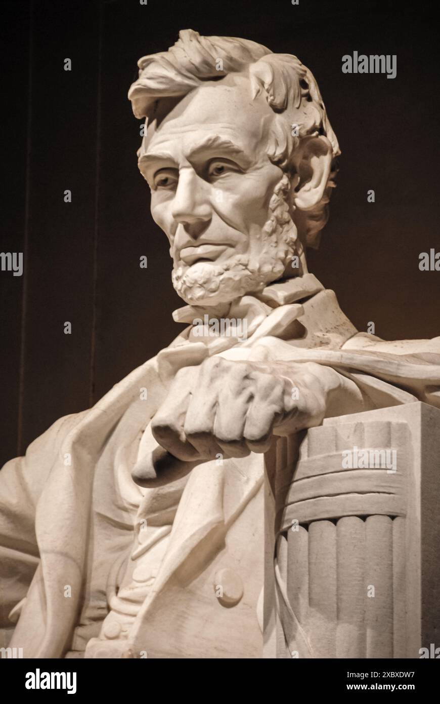 Close-up of Abraham Lincoln statue at the Lincoln Memorial in ...