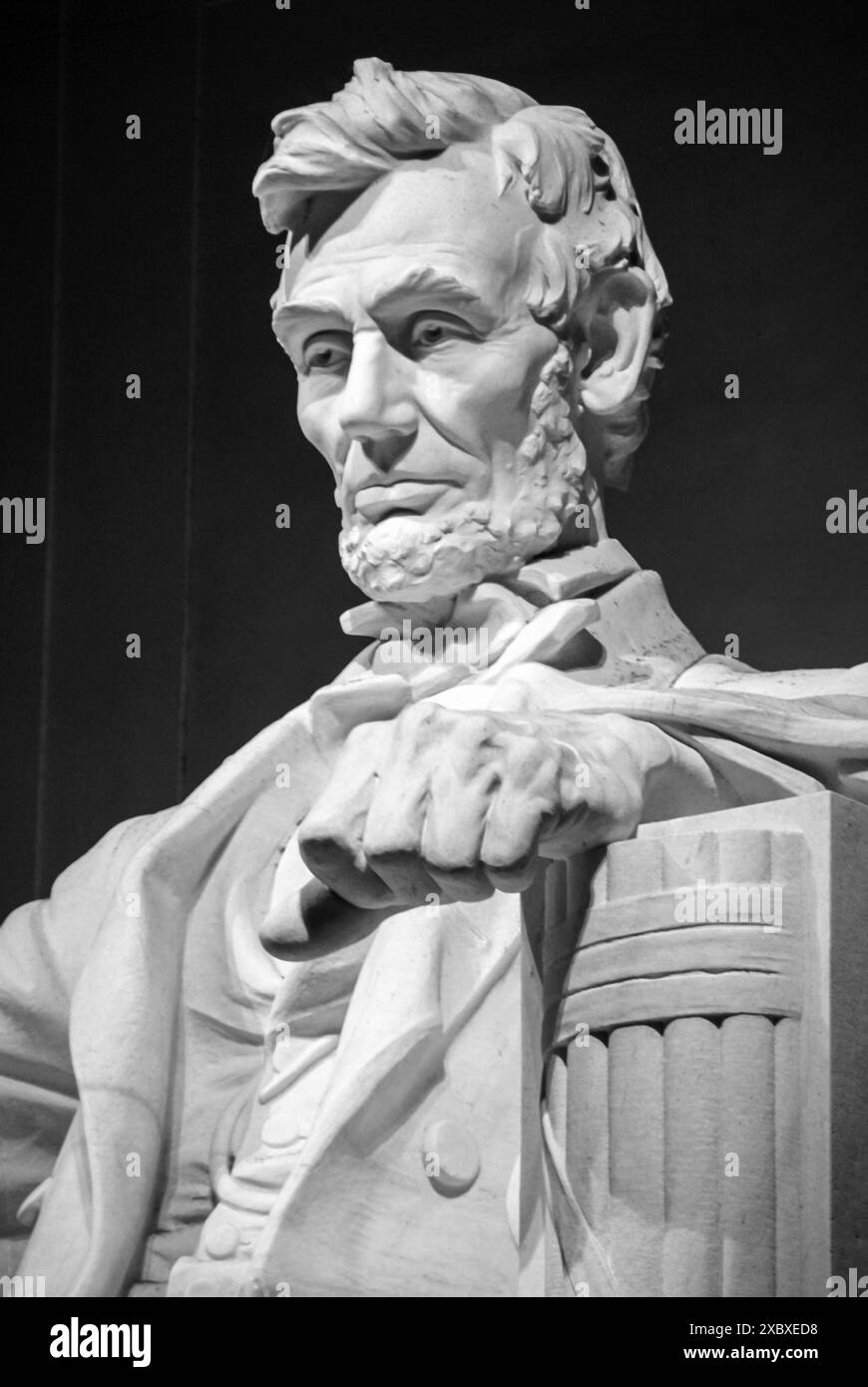 Close-up of Abraham Lincoln statue at the Lincoln Memorial in ...