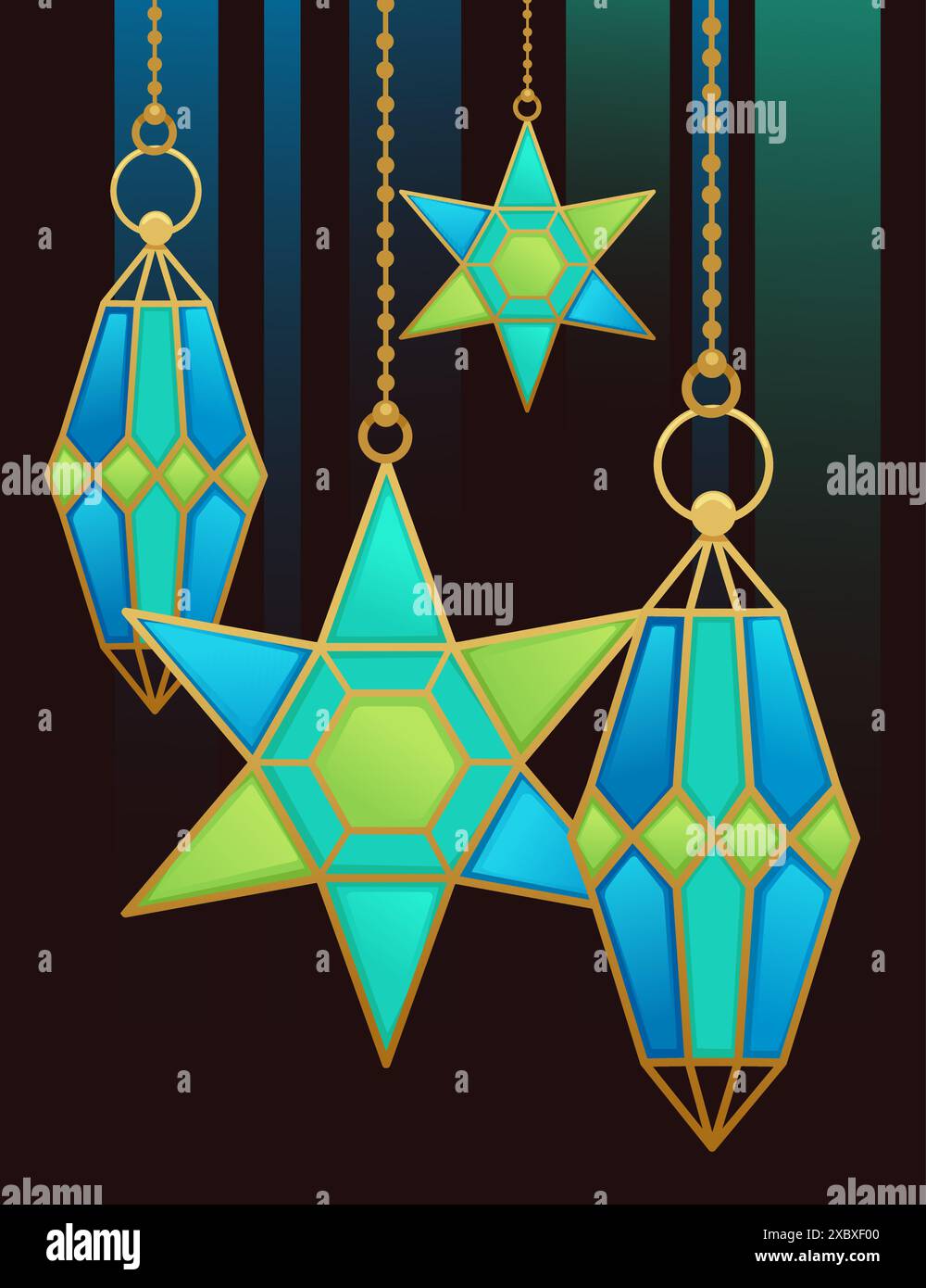 Group of glass Turkish traditional celebration lantern with different ...