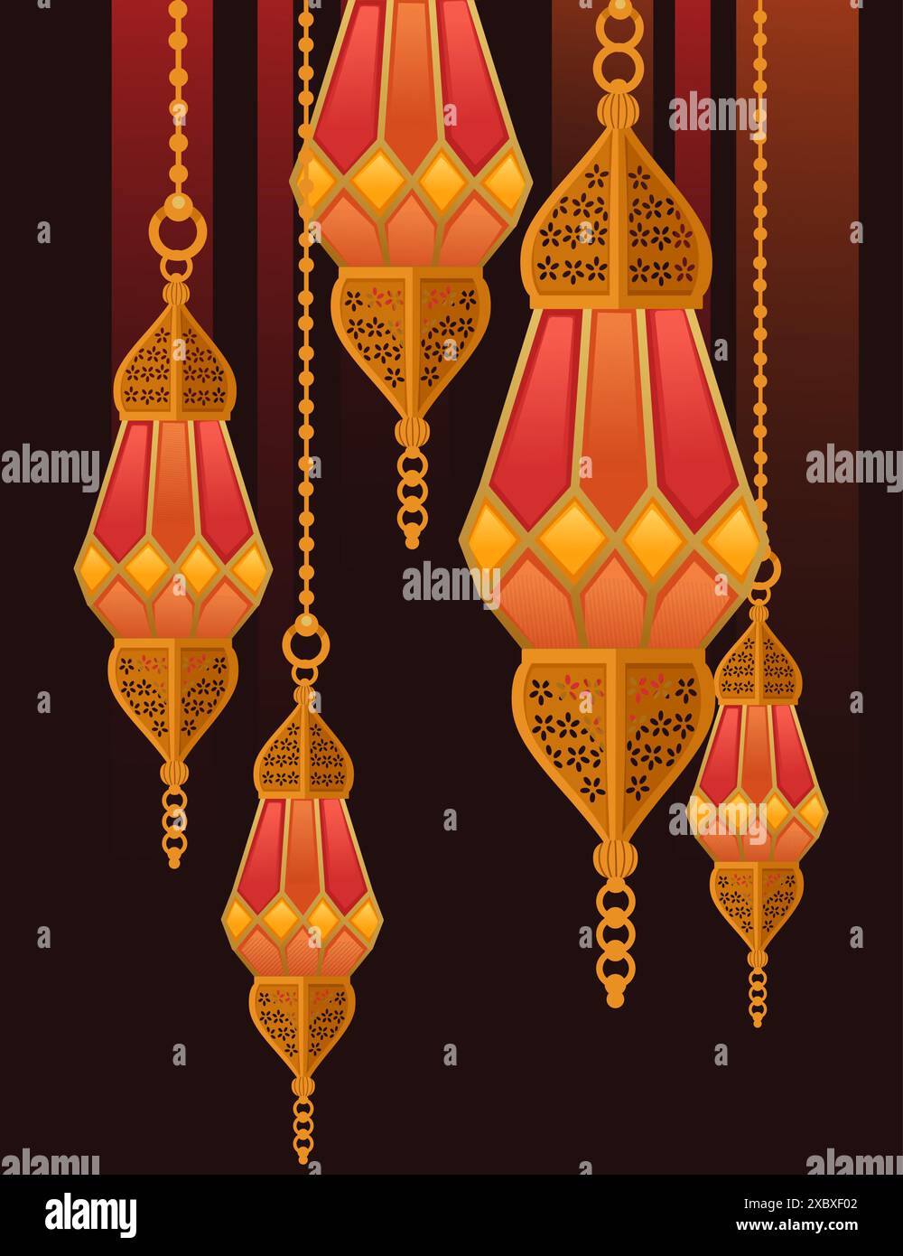 Group of glass Turkish traditional celebration lantern with different ...