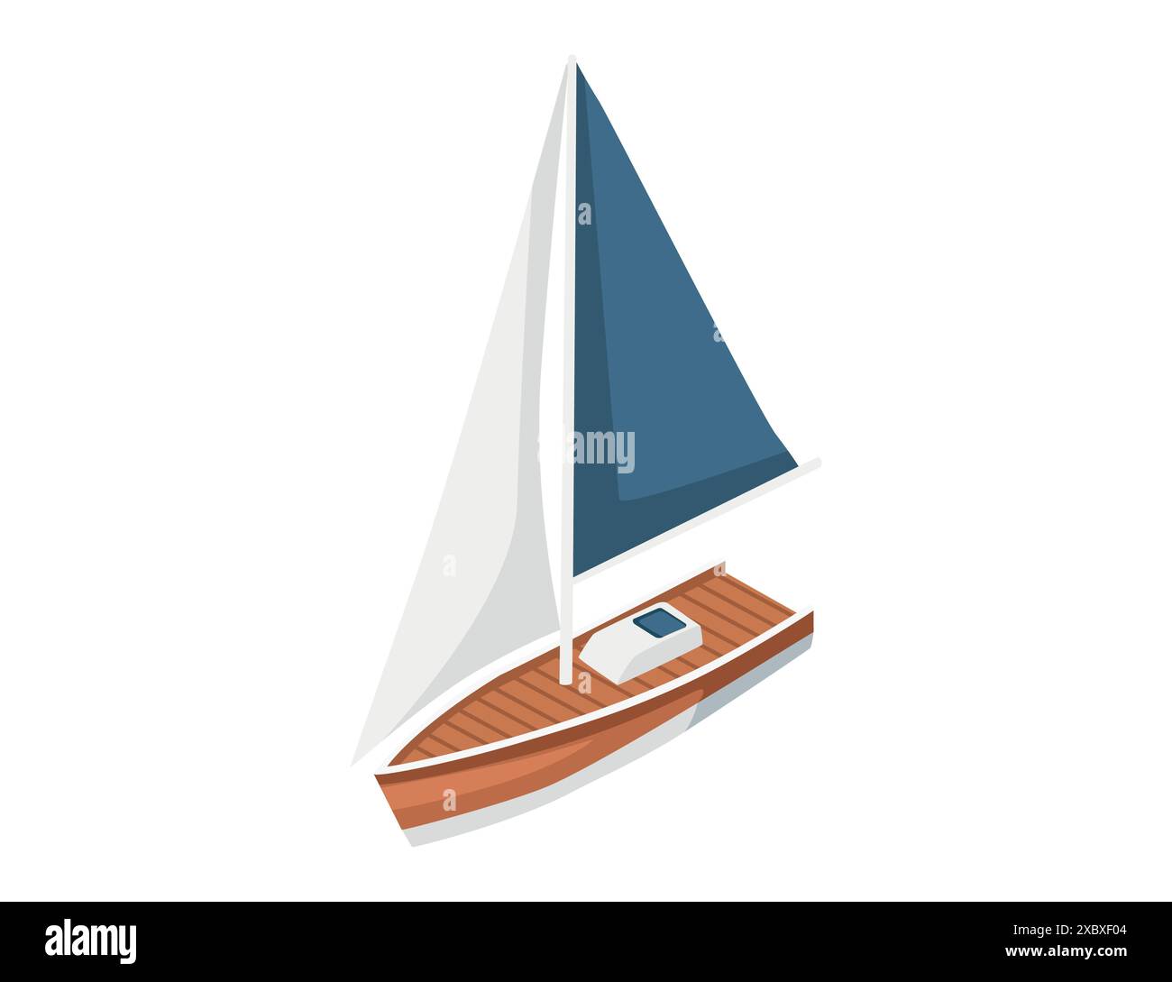 Isometric boat with blue sail simple design vector illustration ...