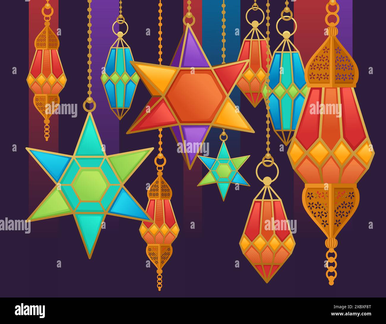 Group of glass Turkish traditional celebration lantern with different ...