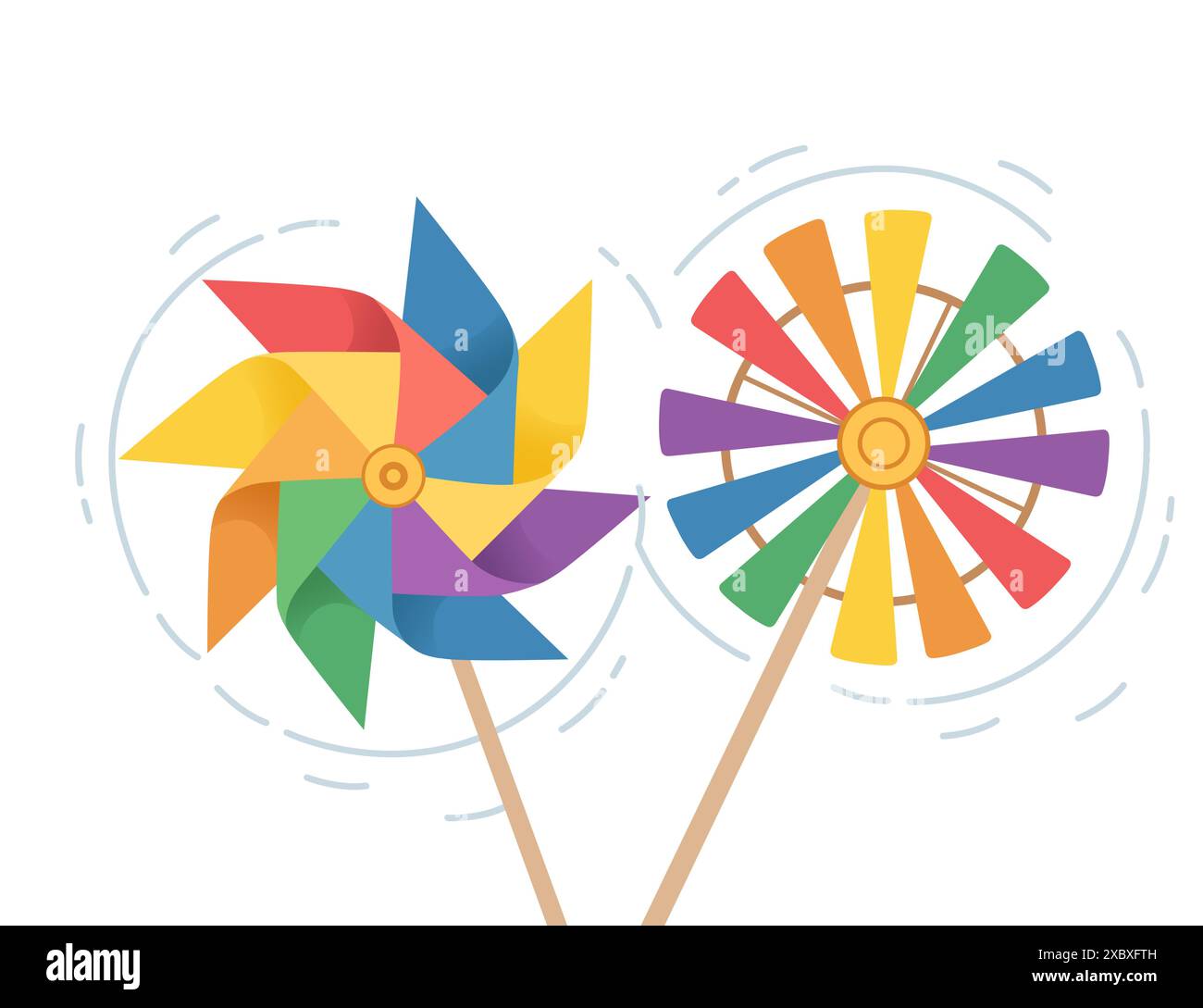 Colorful pinwheel toy vector illustration isolated on white background ...