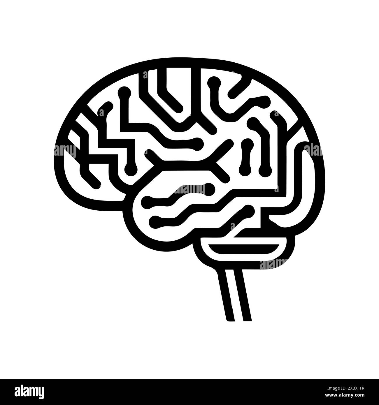Digital Brain logo or modern line icon. Vector line art and icon design ...