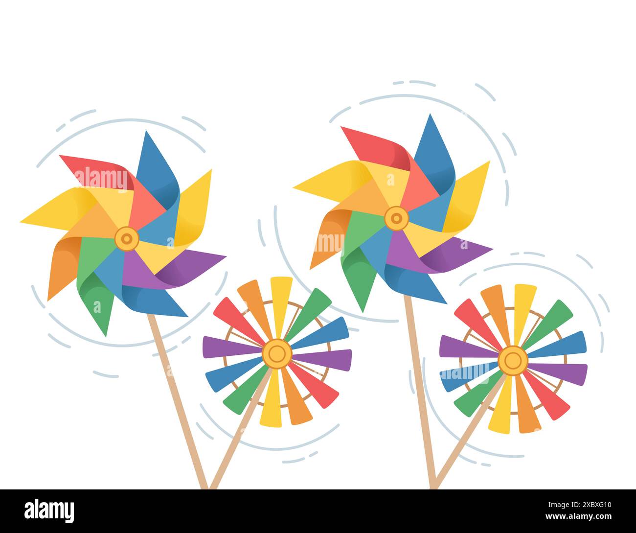 Colorful pinwheel toy vector illustration isolated on white background ...