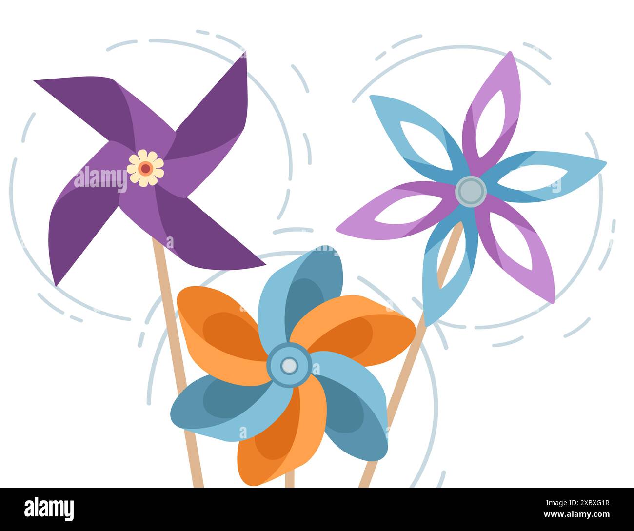 Colorful pinwheel toy vector illustration isolated on white background ...