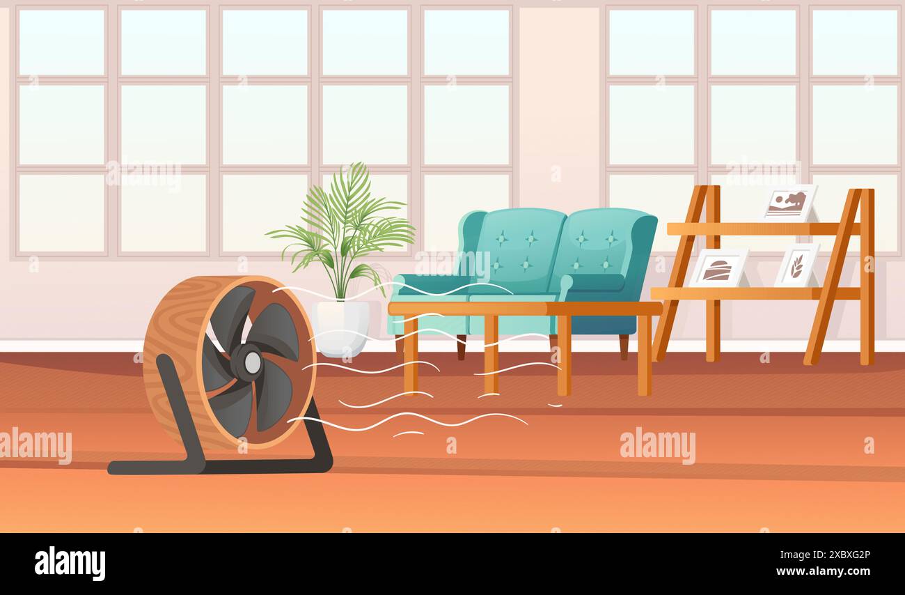 Home room interior with furniture and classic fan simple minimalistic ...