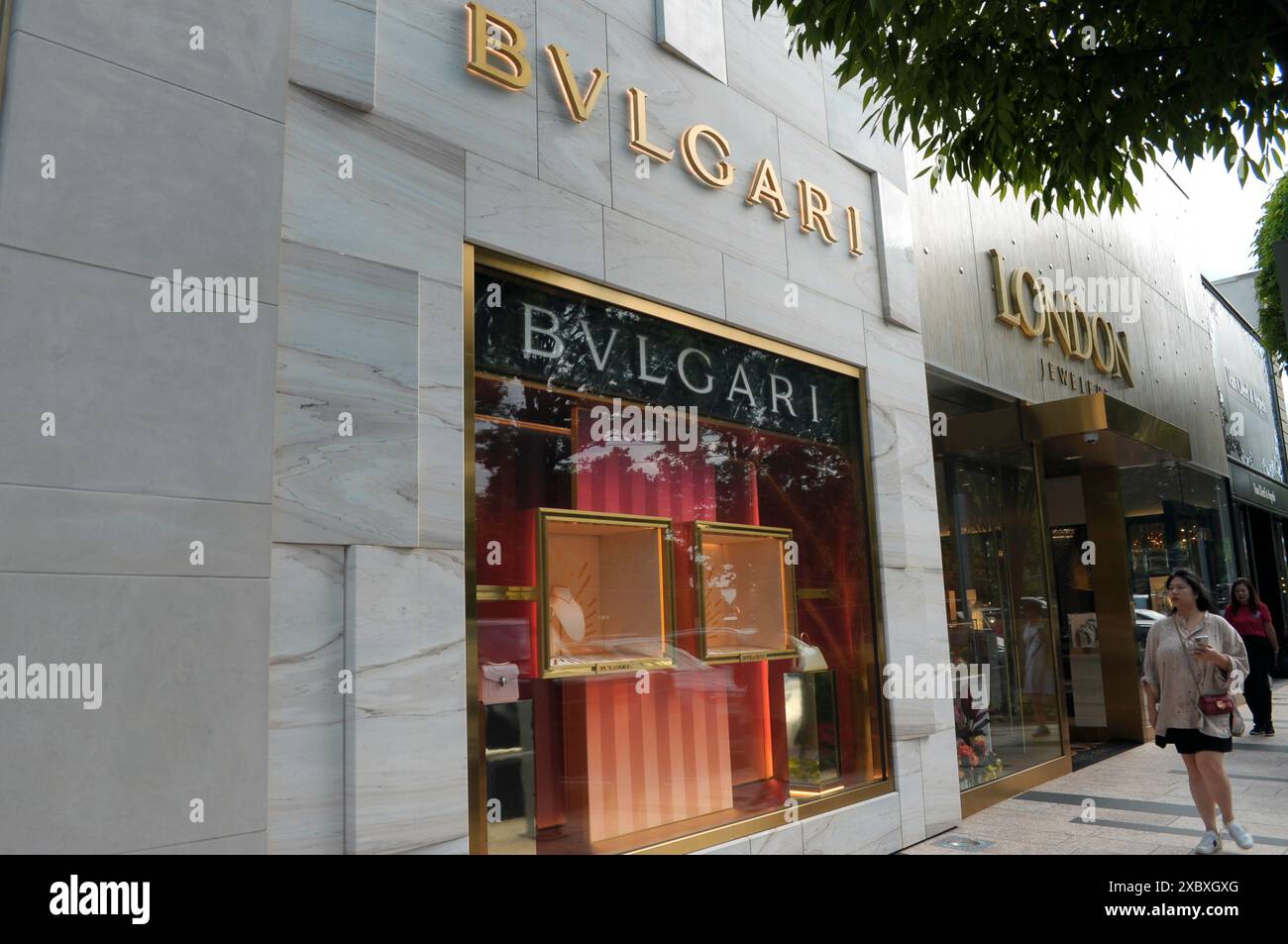 A Bvlgari window display is seen in the Manhasset neighborhood in Long ...