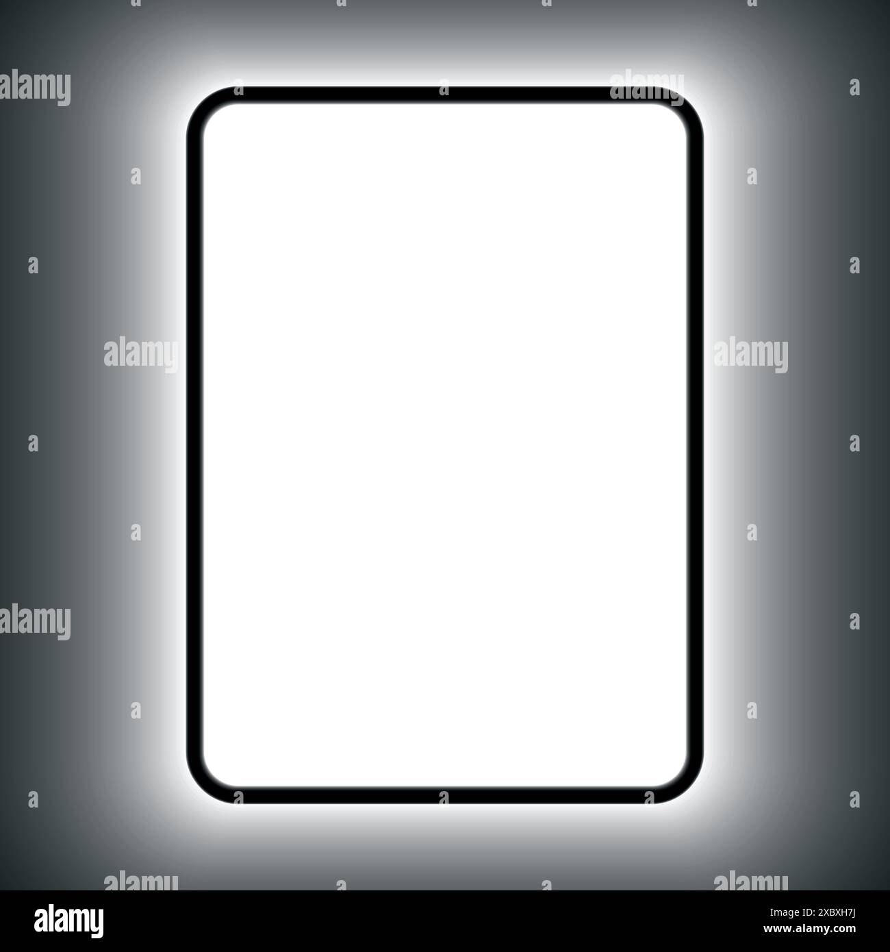 illuminated vertical lightbox mockup with rounded corners on a grey ...