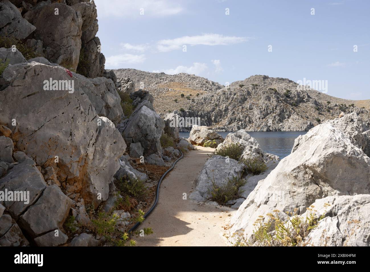Pedi beach area on Symi Island of the Dodecanese island group, where ...