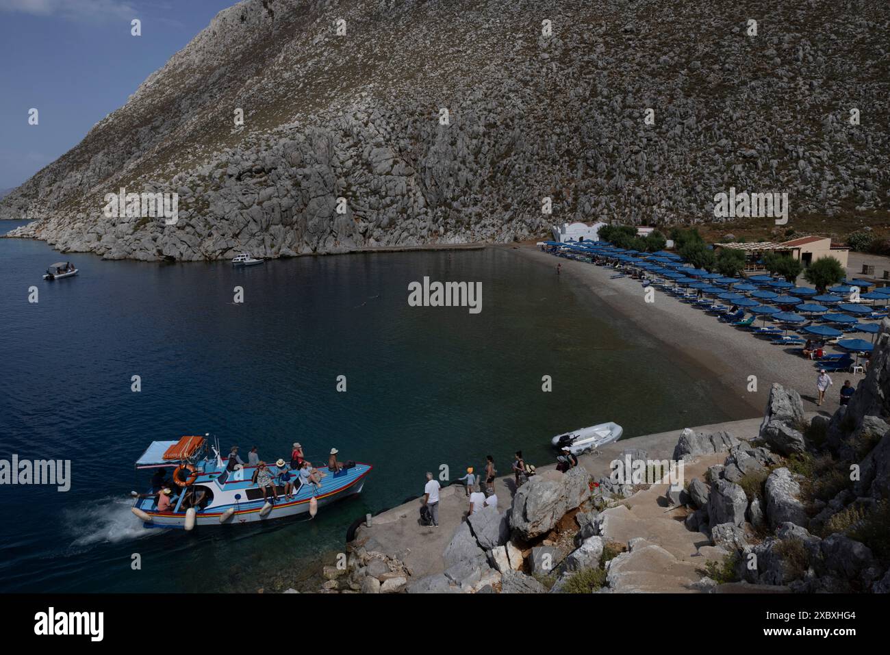 Pedi beach area on Symi Island of the Dodecanese island group, where ...