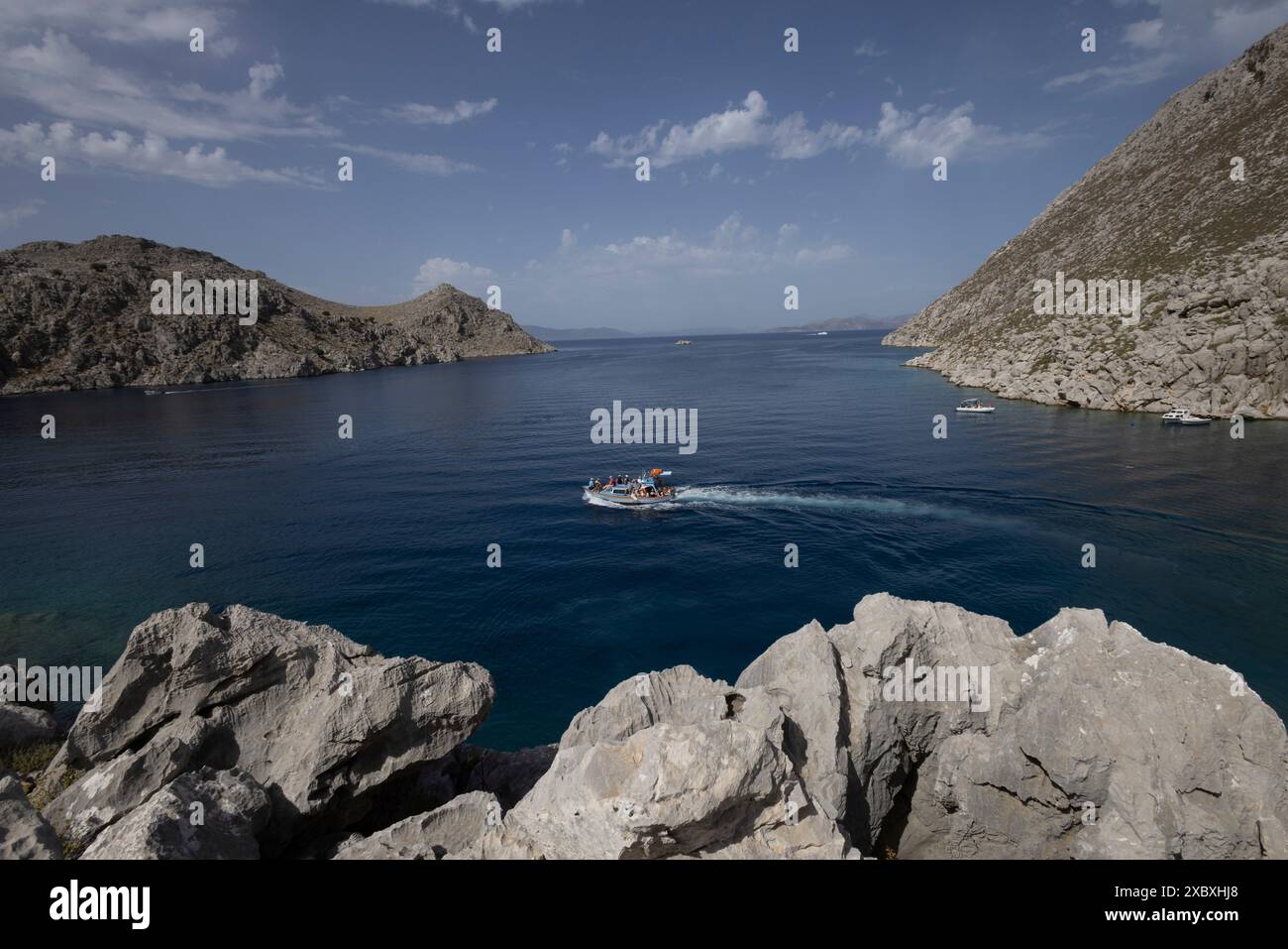 Pedi beach area on Symi Island of the Dodecanese island group, where ...
