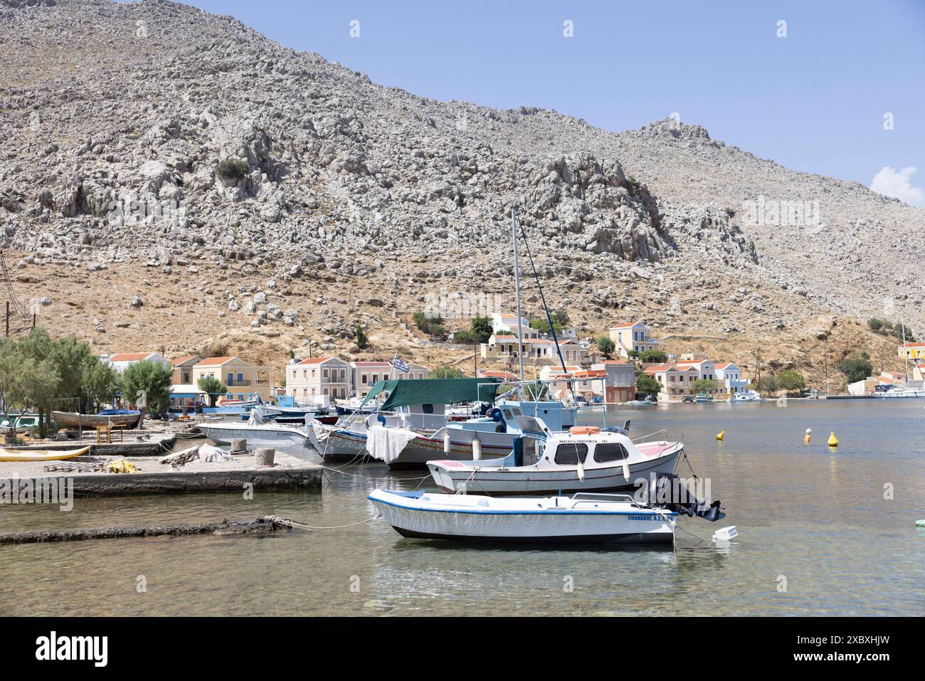 Pedi beach area on Symi Island of the Dodecanese island group, where ...