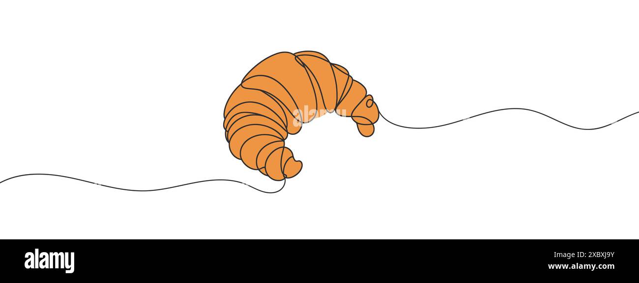 Continuous one line drawing of croissant for logo in minimalist style ...