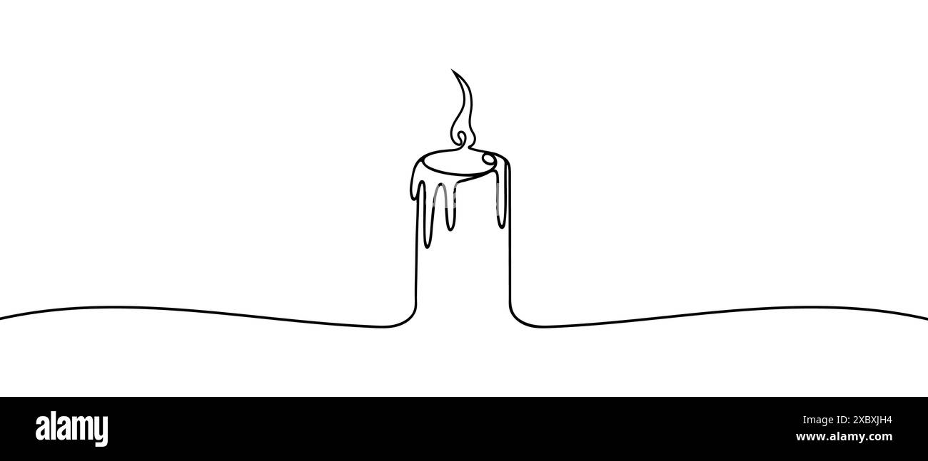 Continuous line drawing of a candle. One line candle icon on white ...