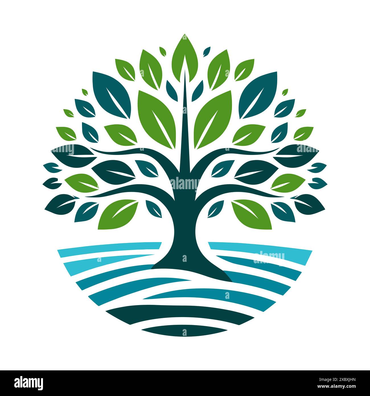 Circle tree logo icon template design. Tree of life. Round garden plant ...